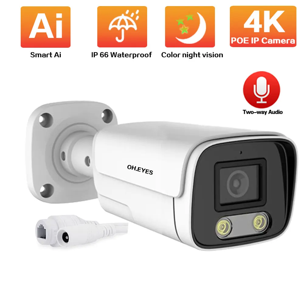 4k 8mp Poe Video Surveillance Camera Outside Street Full Color Night ...