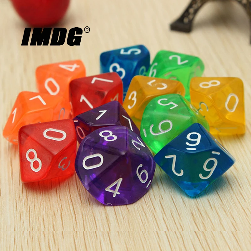 6pcs/pack D10 Dice (0-9) Acrylic Creative DND Game Dice High Quality ...