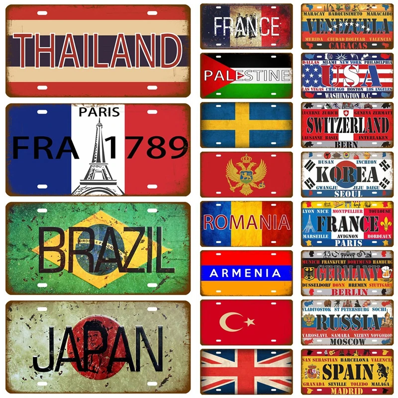 Retro Decor Country Metal Sign Licenses Plate Plaque Metal Vintage Tin ...
