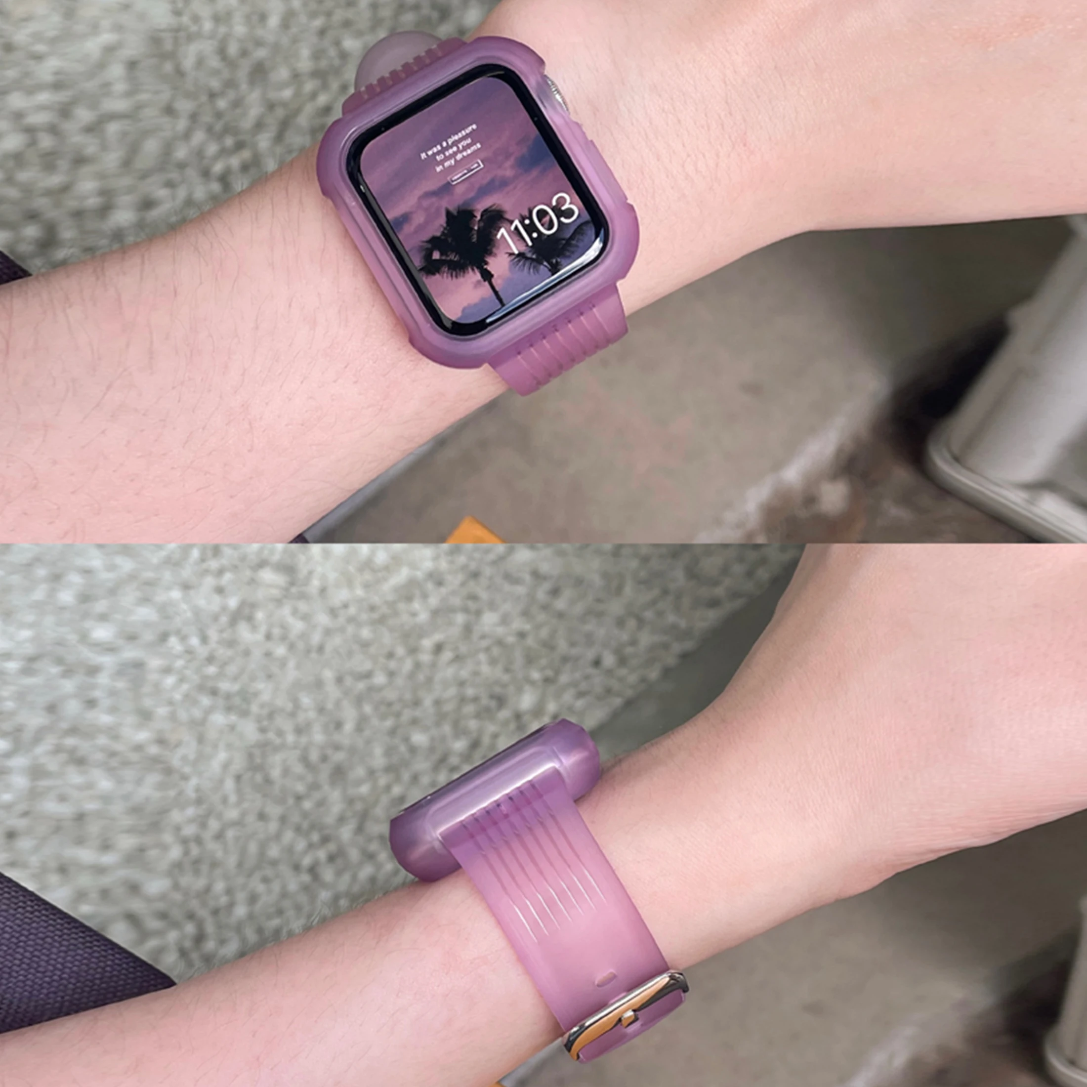 Clear Band + Case for Apple Watch 8 7 6 SE 5 3 2 Soft Transparent ...