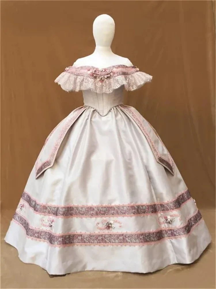 1860s Victorian Scarlett Bustle Prom Dress Civil War Southern Belle ...