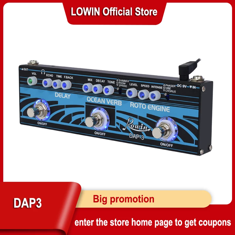 Rowin Guitar Multi Effects Pedal 3 In 1 Effects DAP 3 Delay/Roto Engine ...