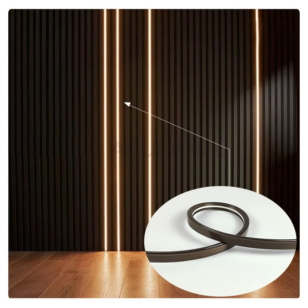 8*12mm Slat Wall Wood Panel Inserts and Play Flexible Black Neon Strip ...