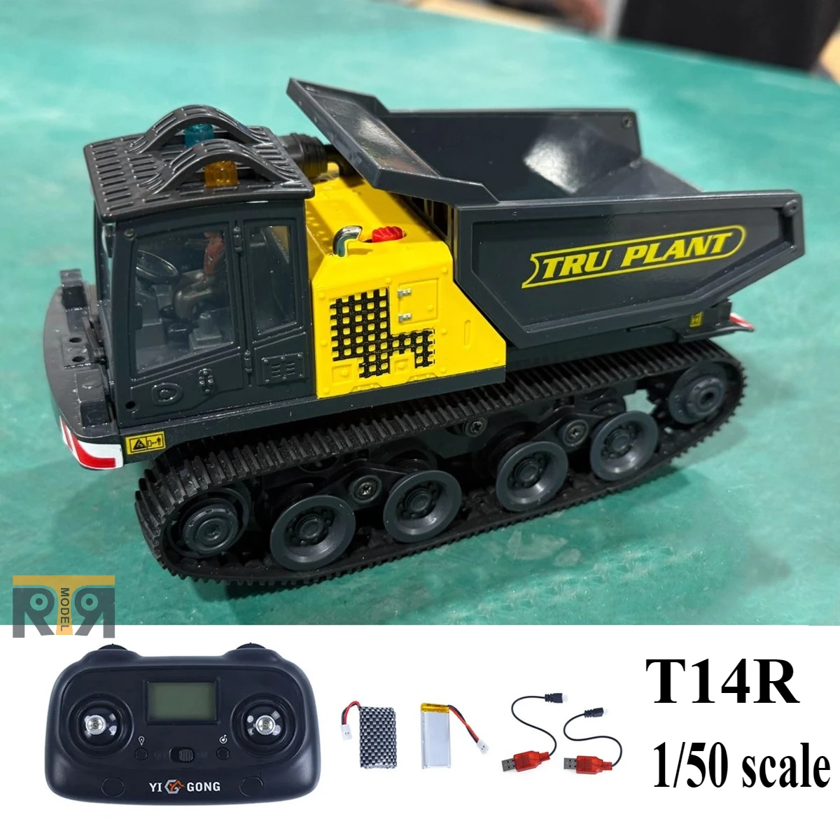 1/50 T14R RC Dump Truck RTR Electric Tracked Dump Truck with Lights and ...