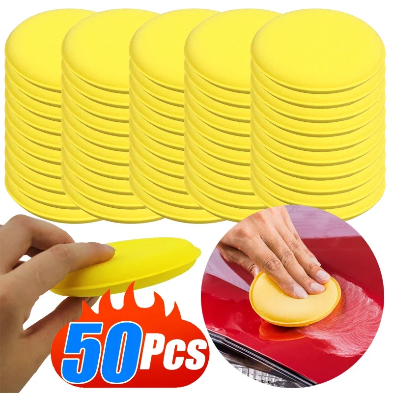 5-50Pcs-Car-Round-Polishing-Pad-Waxing-Sponge-Yellow-Car-Foam-Sponge ...
