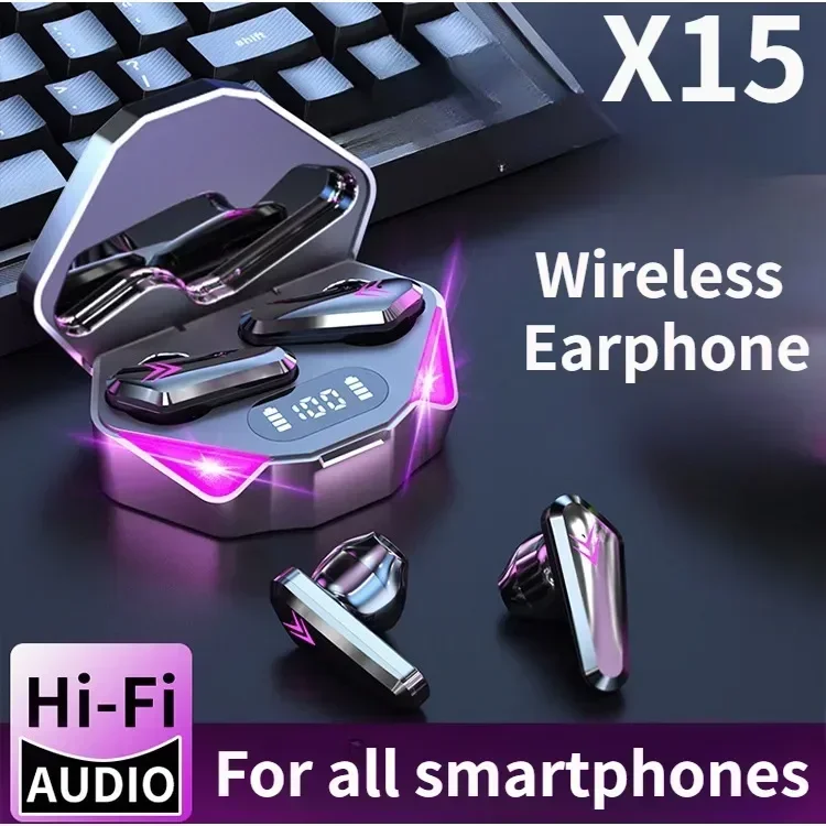 X15 TWS Earphone Wireless Fone Bluetooth Headphones AI Control Mini Headset Dual Mic Noise ...