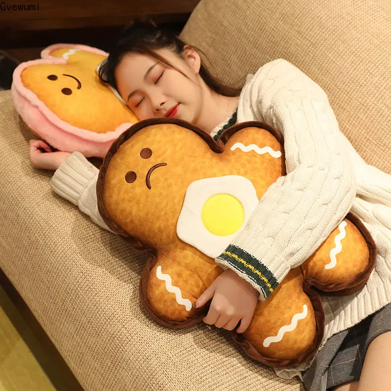 Muñecas de pan Kawaii con huevo de dibujos animados, almohada rellena ...