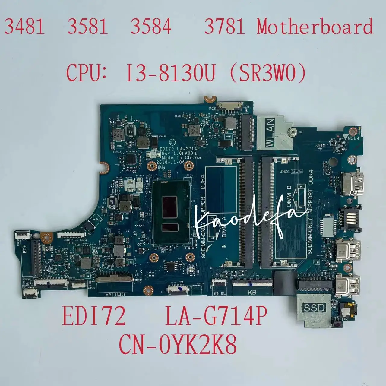 LA-G714P-EDI72-para-DELL-Inspiron-3581-3781-placa-base-de-ordenador ...