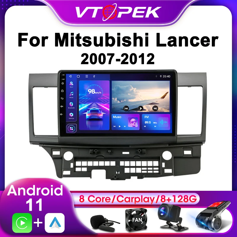 Vtopek 2Din For Mitsubishi Lancer 2007-2012 4G Android 11 Car Stereo ...
