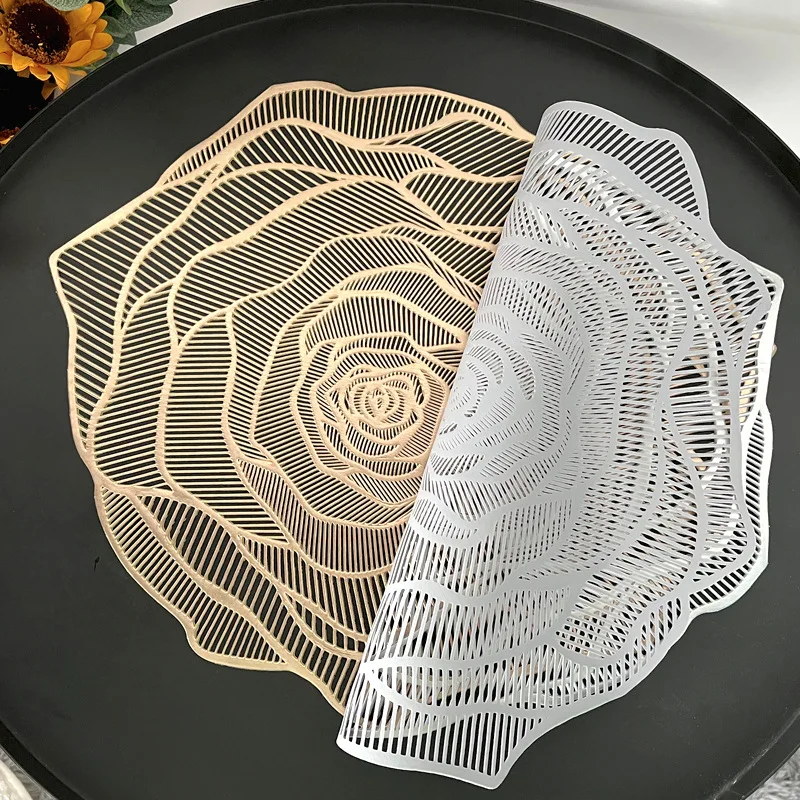Creative Irregular Table Mat PVC Rose Hollow Waterproof Placemat ...