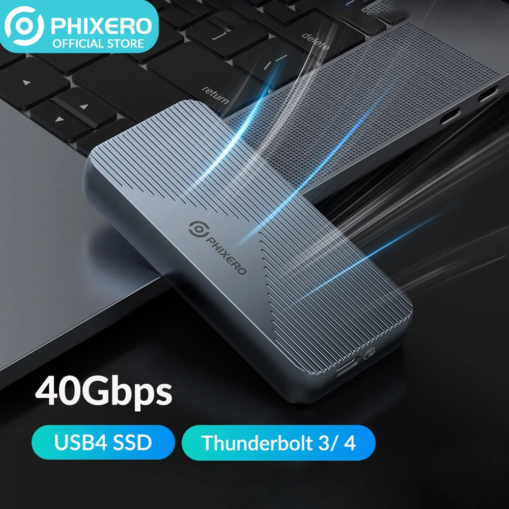 PHIXERO 40Gbps USB 4.0 Thunderbolt 3/4 SSD Case Hard Driver M.2 NVMe ...