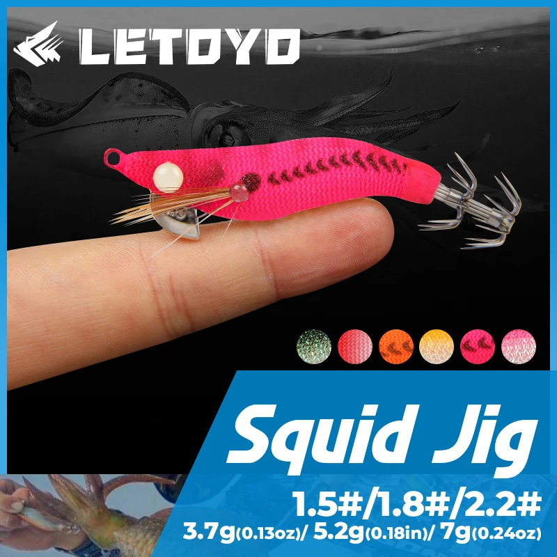 Letoyo Mini Squid Jig 1.5# 1.8# 2.2# Fake Shrimp Squid Hook Luminous Jigging Fishing Lure ...