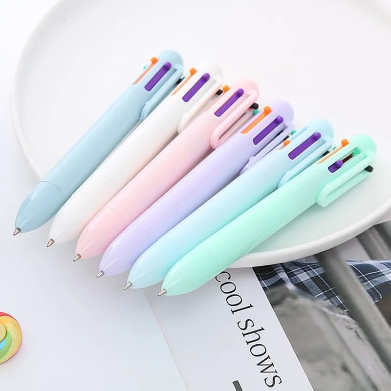 1-PCS-Stationery-School-Supplies-6-Color-Macaron-Multicolor-Ballpoint-Pen-Multifunction-Office ...
