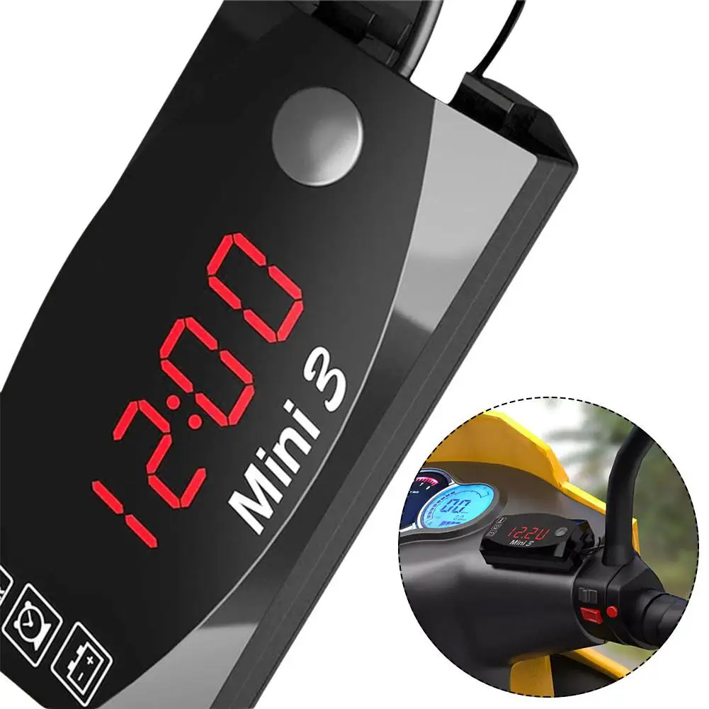 Motorcycle Car DC 6V-30V 3 In 1 Digital Time Clock Voltmeter IP67 ...