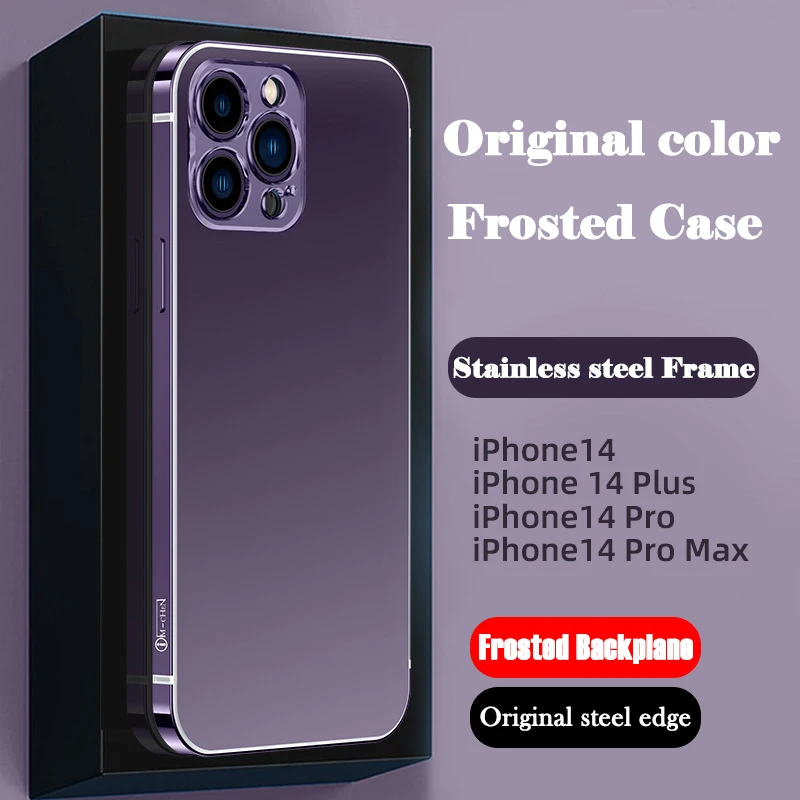 Original-Color-Stainless-steel-Frame-Case-For-iPhone-14-13-Pro-Max ...