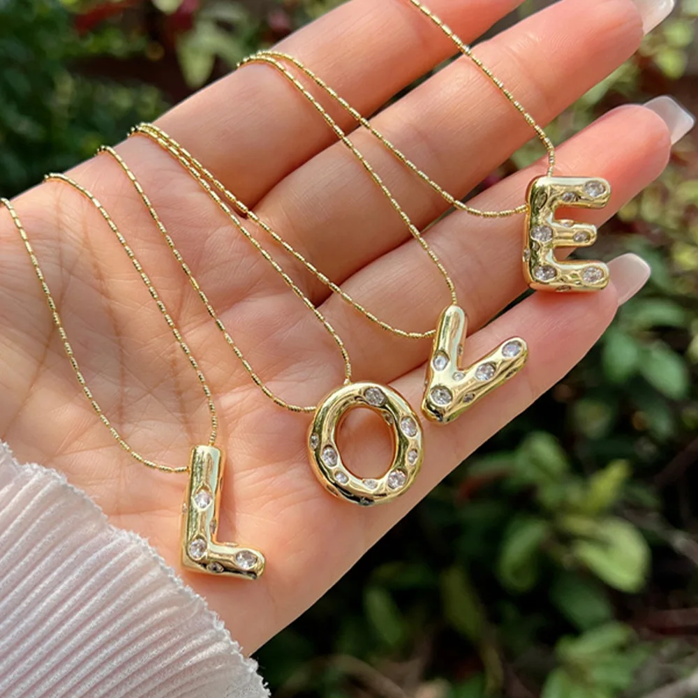 RoRo-Zirconia-bubble-Balloon-A-Z-Letter-Pendant-Necklace-18K-Gold ...