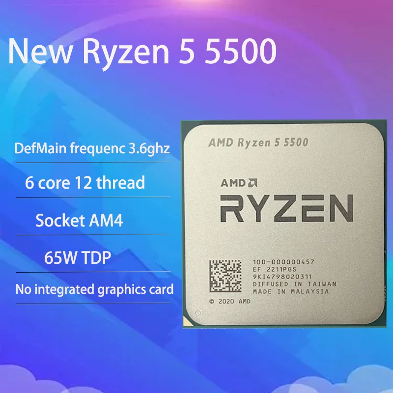 Novo amd ryzen 5 5500 r5 5500 3.6ghz seis núcleo processador cpu de ...