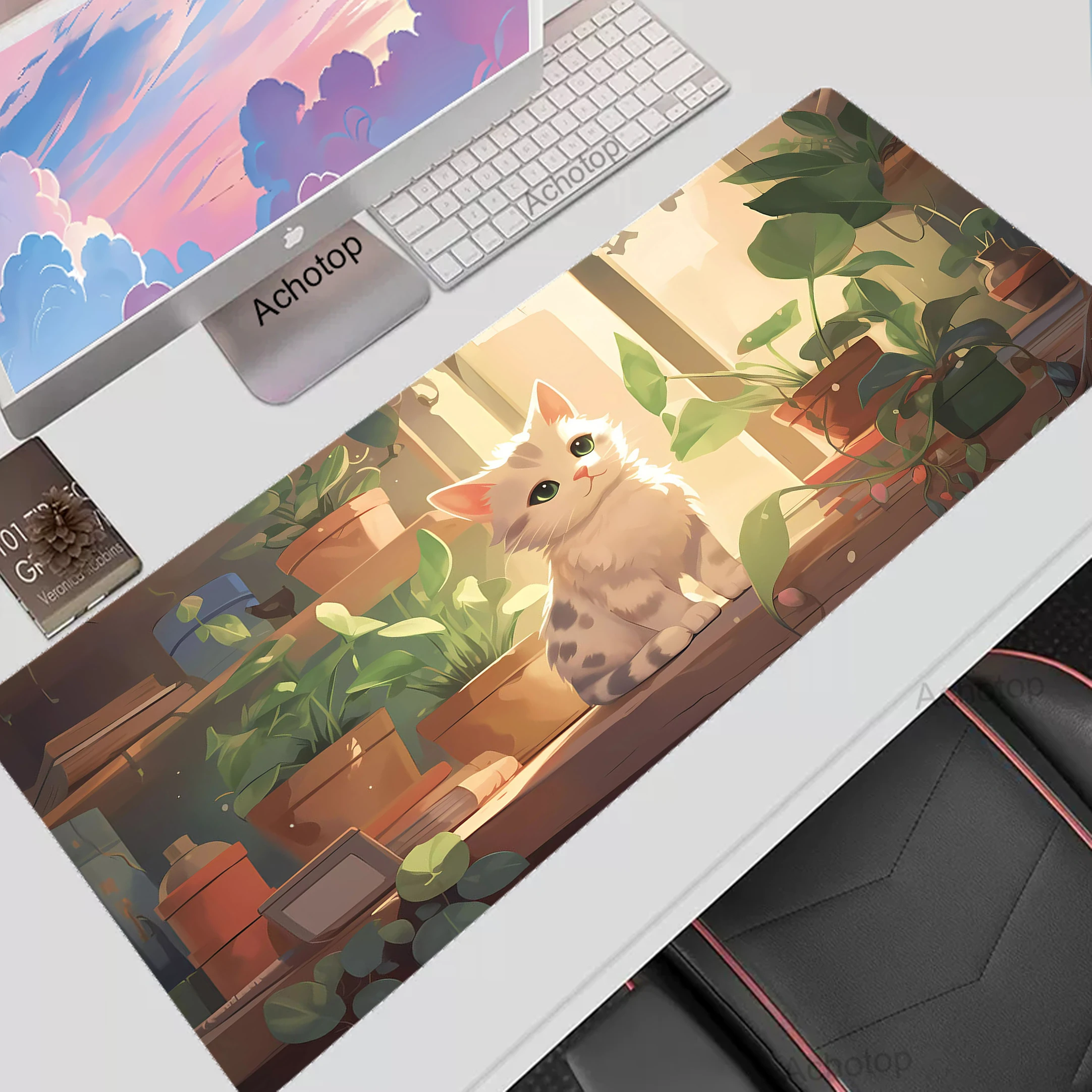 Kawaii-Cat-Computer-Game-Mouse-Pad-Japanese-samurai-Gaming-Mousepad ...