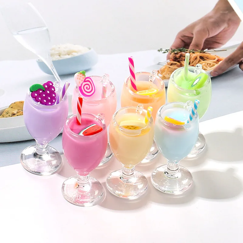 2/5Pcs 1/6 Scale Dollhouse Drink Miniature Food Macaron Fruit Drink ...