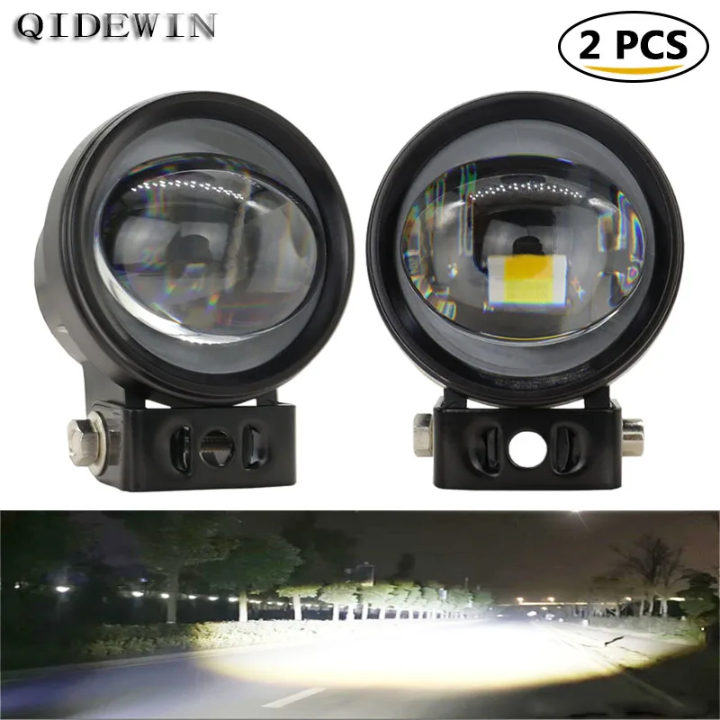 Led-Headlights-Motorcycle-Lens-Beam-Spot-Light-Ultra-Bright-Lamp ...