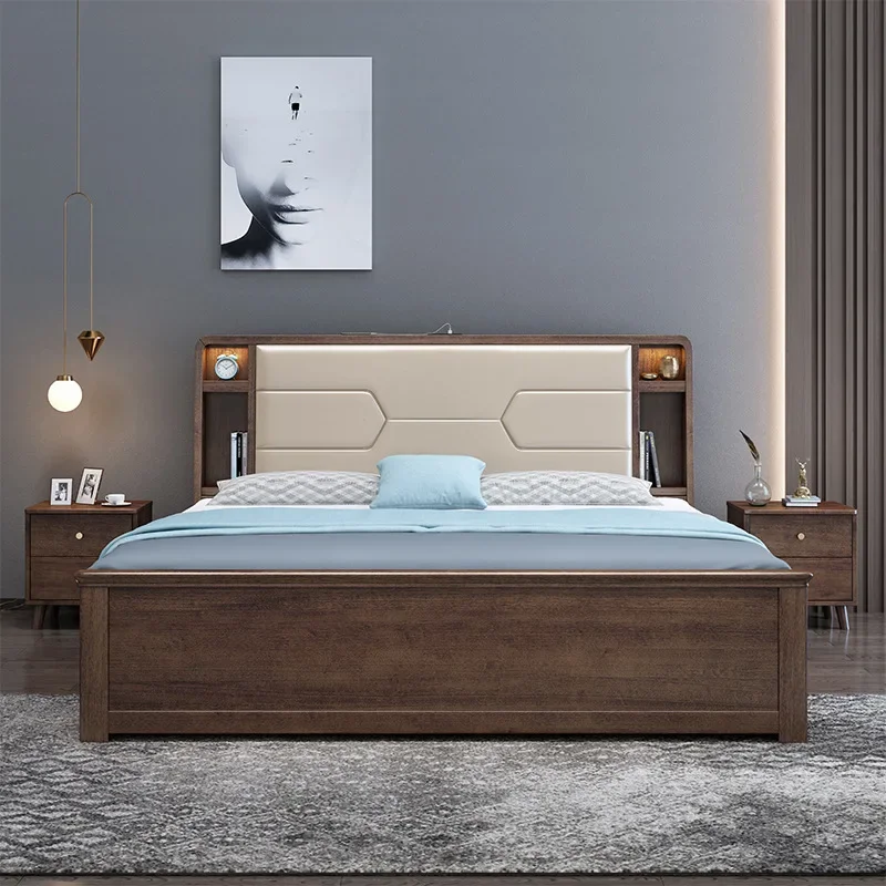 Cama-macia-luxuosa-leve-minimalista-moderna-cama-de-casal-de-madeira ...