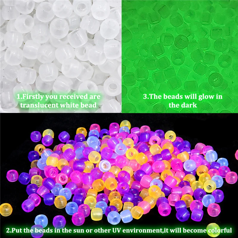 100pcs-Color-Changing-UV-Beads-Mixed-Color-Glow-In-The-Dark-Beads-DIY ...