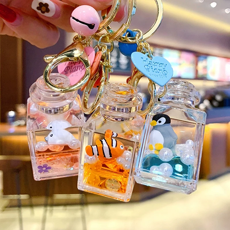 Bell Ocean Doll Clownfish Tortoise Penguin Keychain Creative Water ...
