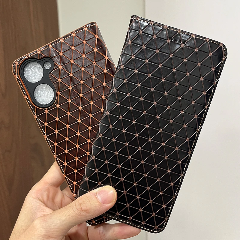 Magnet Genuine Leather Skin Flip Wallet Phone Case Cover On For Realmi ...