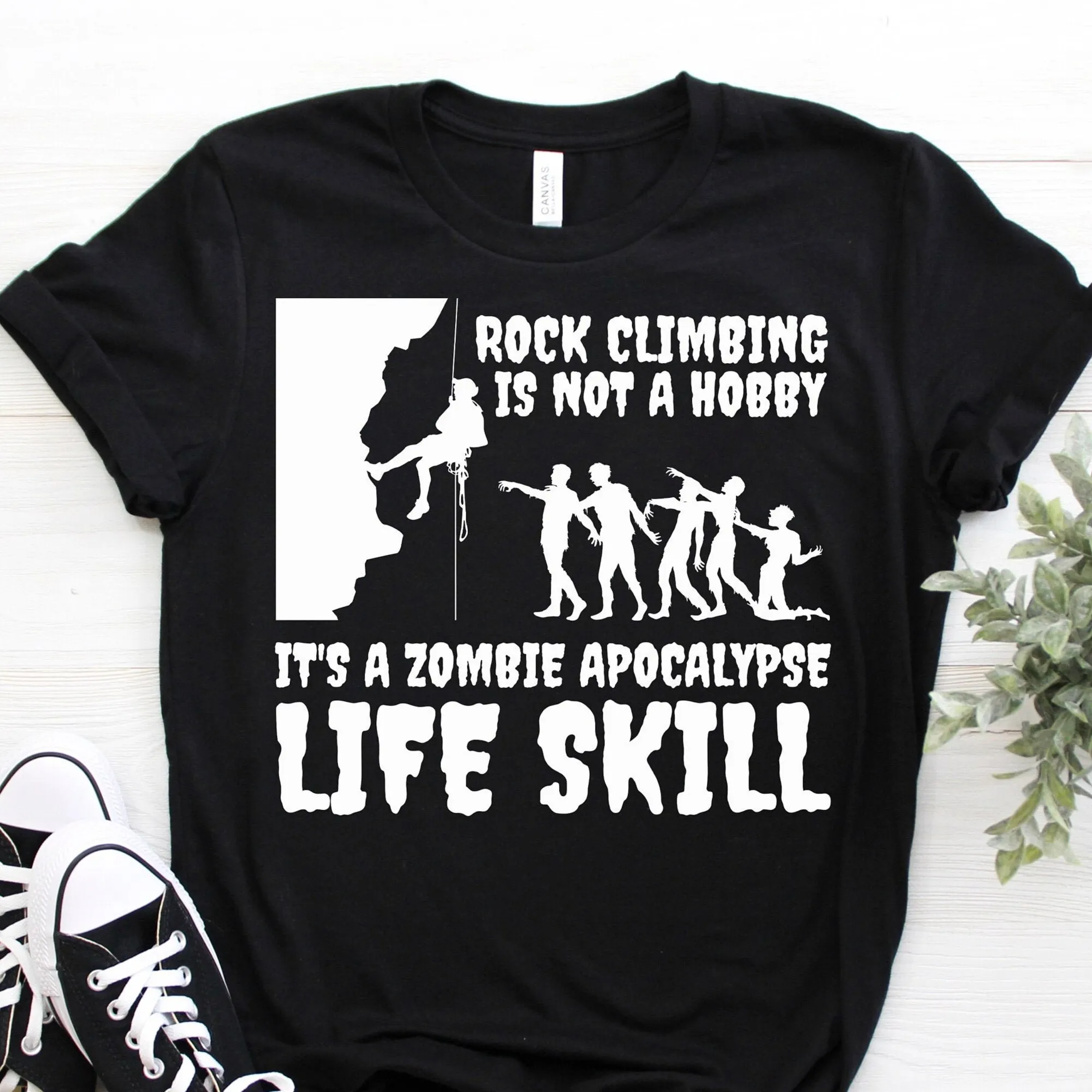 Rock-Climbing-Is-Not-A-Hobby-Zombie-Apocalypse-Funny-T-Shirt-For ...