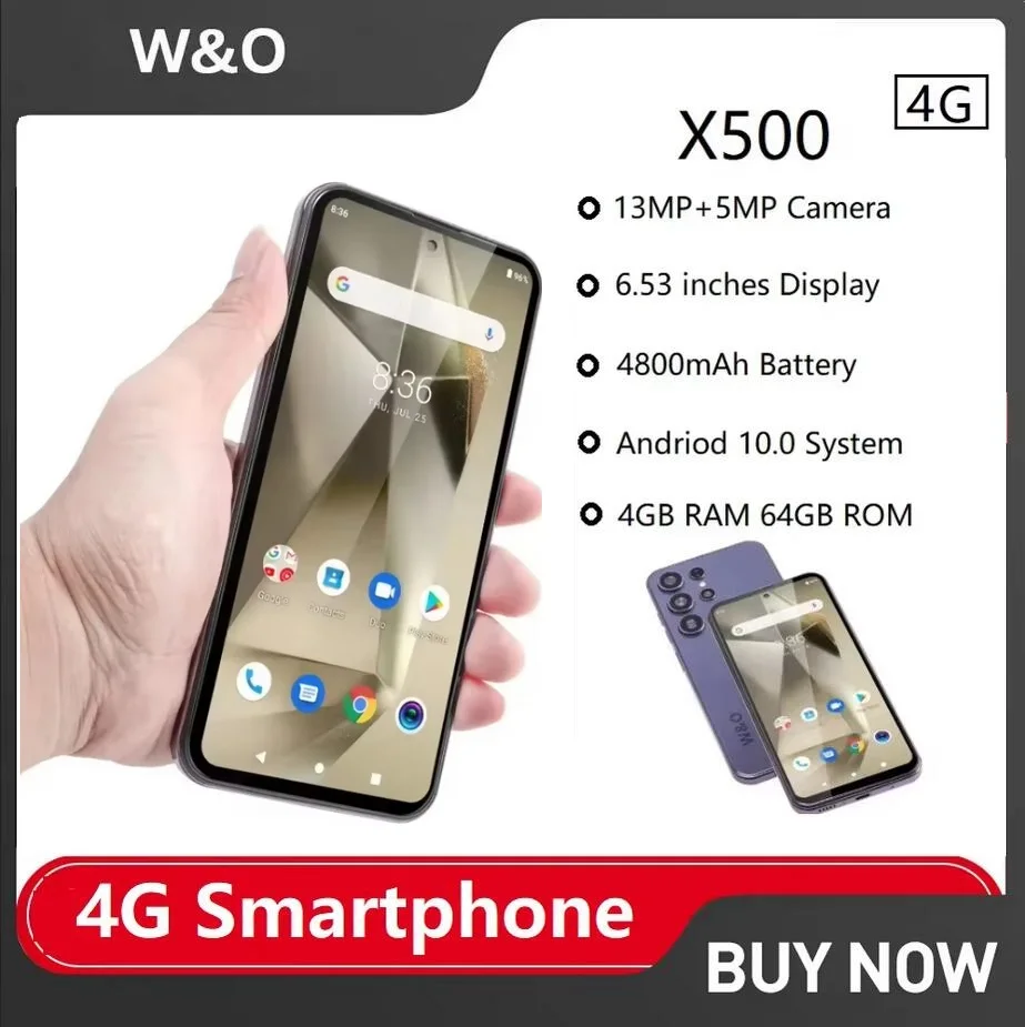 W&O X500 Smartphone Android 4G 6.53 Inch 4GB RAM+64GB ROM Dual SIM ...