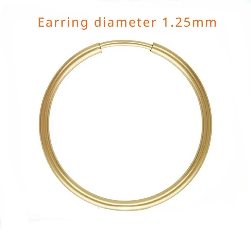 14K Real Solid Yellow Gold Round Endless Hoop Earrings 1mm Tube Hoops ...