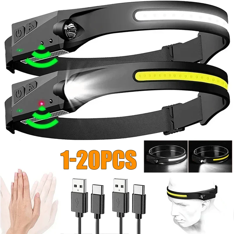 Sensor-Headlamp-LED-Head-Flashlight-Rechargeable-Headlight-Head-Torch ...