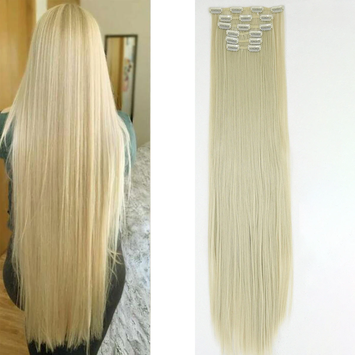 Synthetic 32 inch straight hair extensions