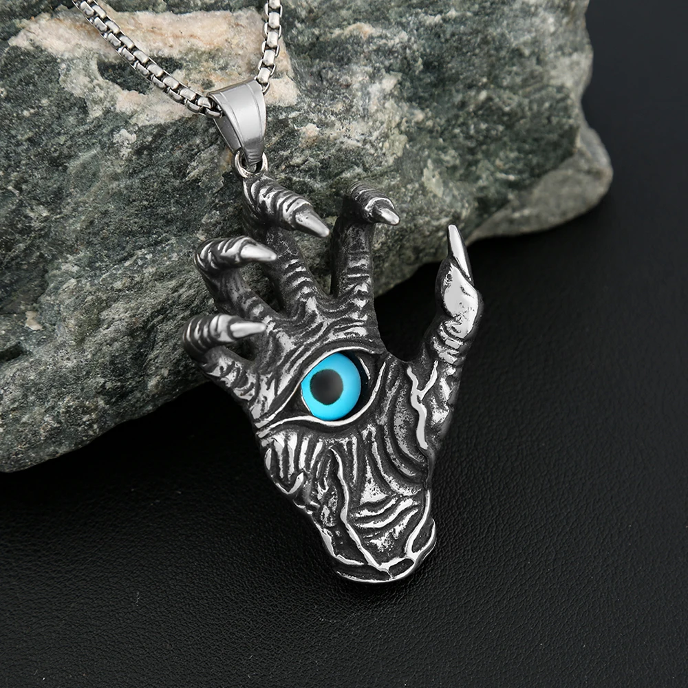 Gothic Demon Hand Claw Pendant Necklaces For Men Boys Chain Punk Hip ...