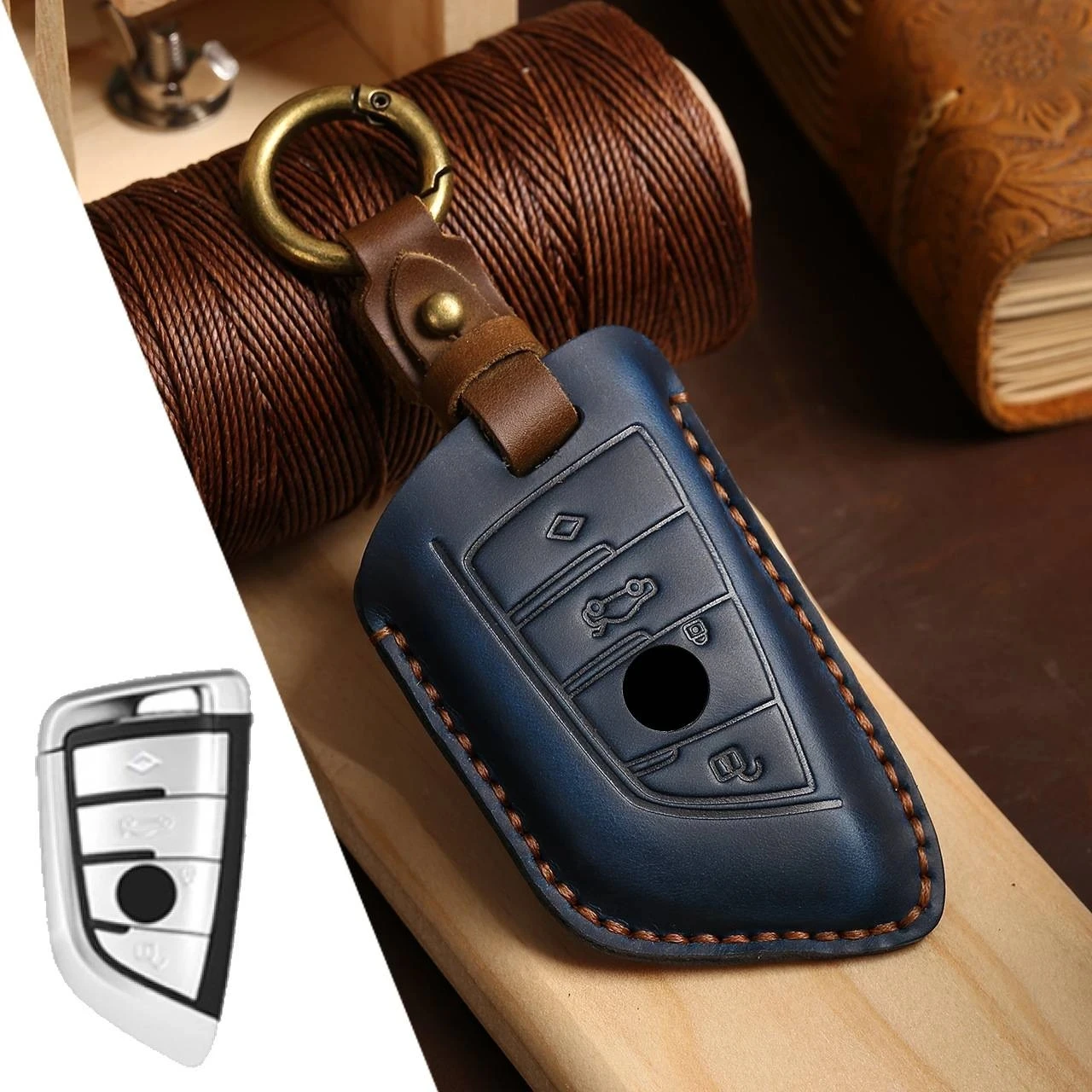 Car-Key-Case-Cover-Leather-Fob-Accessories-Keychain-Holder-for-BMW-E46 ...