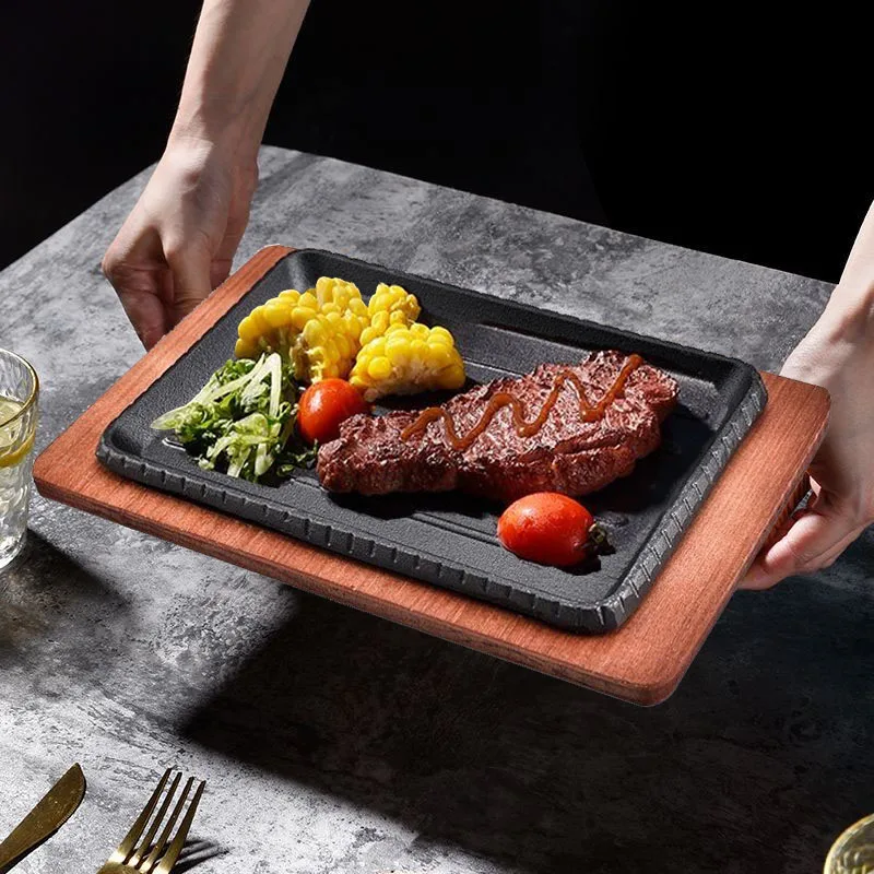 Wholesale-Cast-Iron-Striped-Steak-Plate-BBQ-Grilled-Plate-Rectangle ...