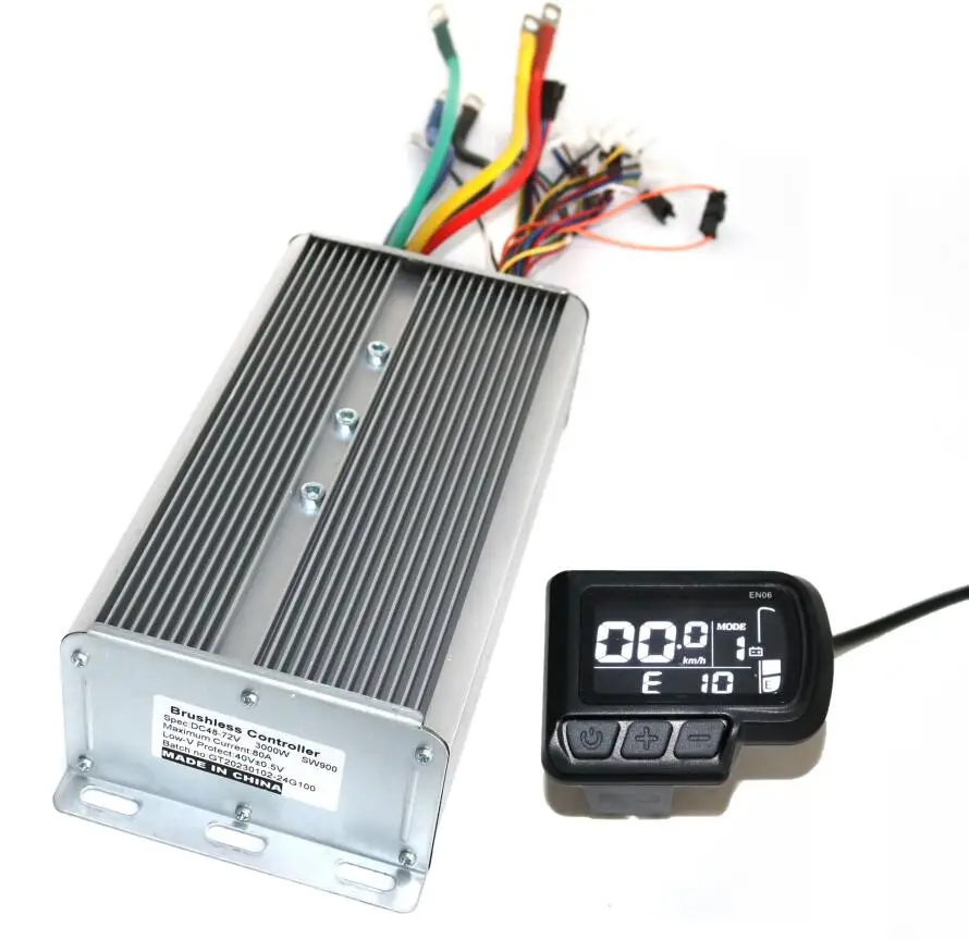 GREENTIME 24 MOSFET 48-72V 3000W 80Amax BLDC motor controller and 1 Pcs EN06*2 LCD Display