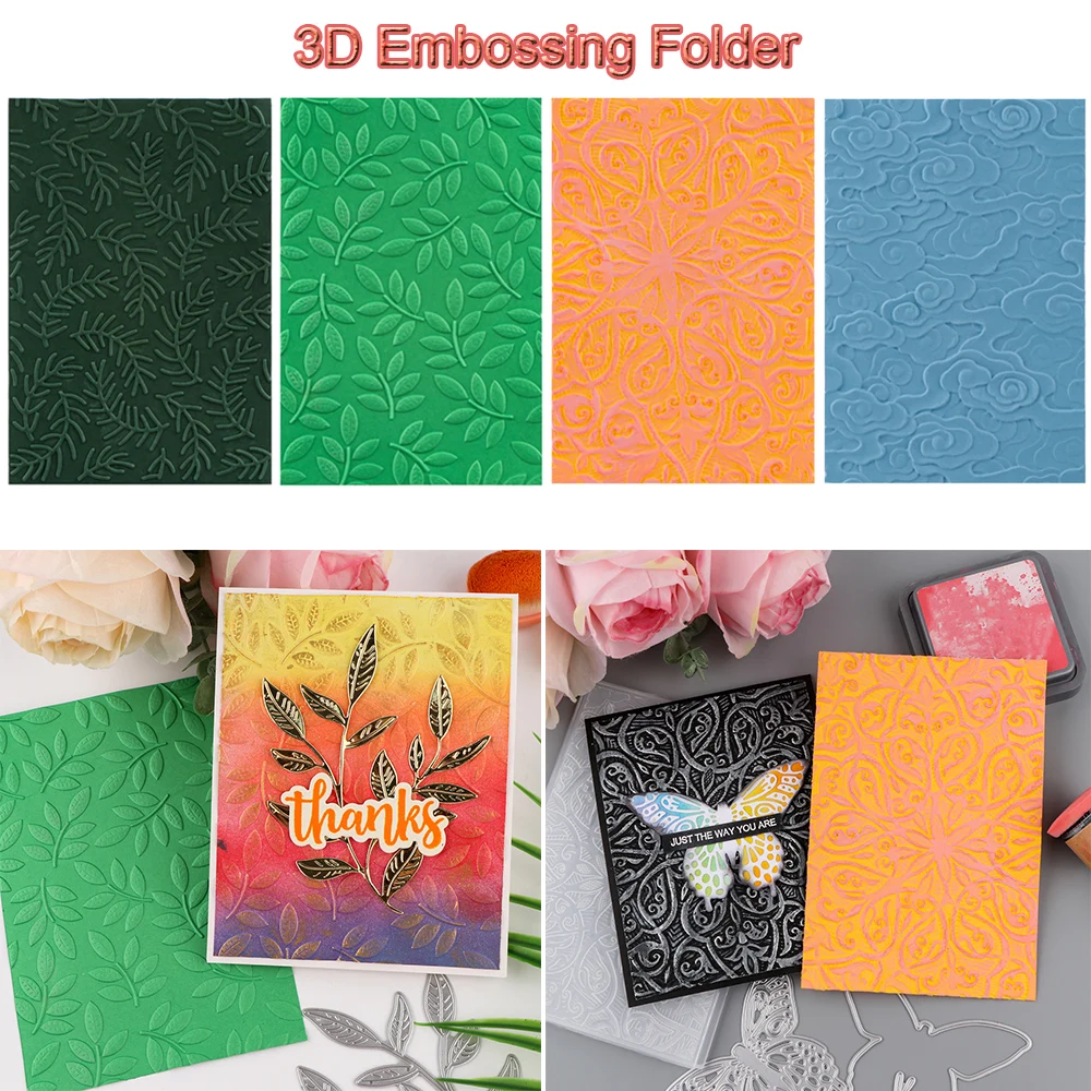 3D-Embossing-Folder-Retro-Patterns-Leaves-Branches-Clouds-Background ...