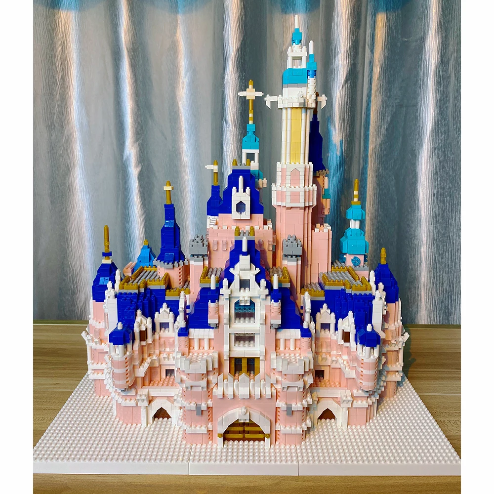 KNEW-BUILT-Gift-Pink-Castle-Model-Kits-Toys-Microblock-Building-Blocks ...