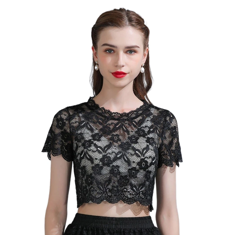 Women-Detachable-Fake-Collar-Half-Shirt-Blouse-Sweet-Crochet-Floral ...