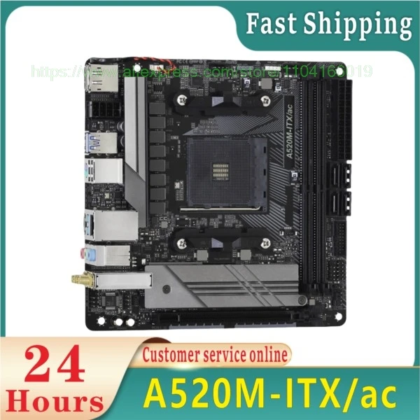 A520 Mini-ITX Motherboard A520M-ITX/AC Socket AM4 64GB DDR4 NVMe SSD M ...