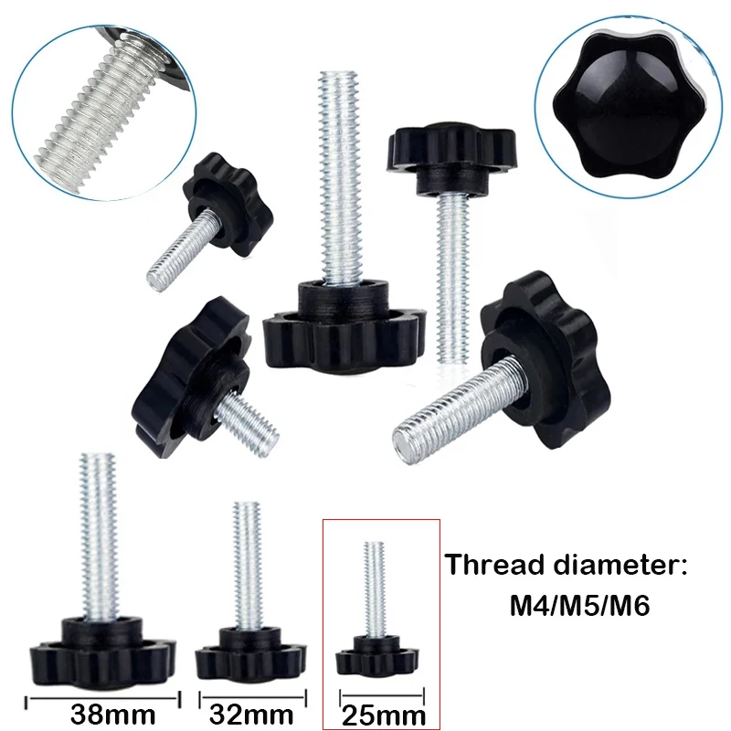 5PCS-Star-Thread-Clamping-Handle-Bolt-Bakelite-Handle-Tightening-Screws ...