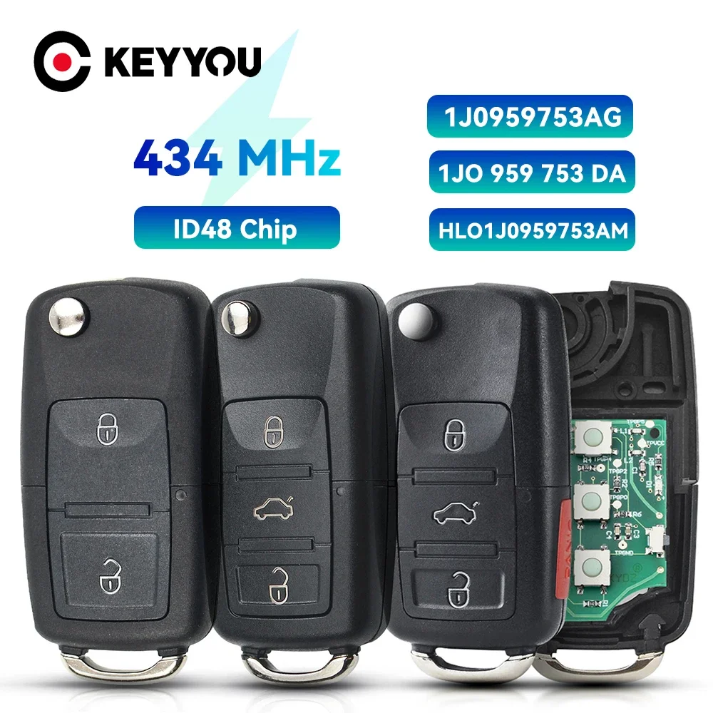 KEYYOU-433Mhz-ID48-Key-Shell-For-VW-Volkswagen-Golf-Passat-Polo-Jetta ...
