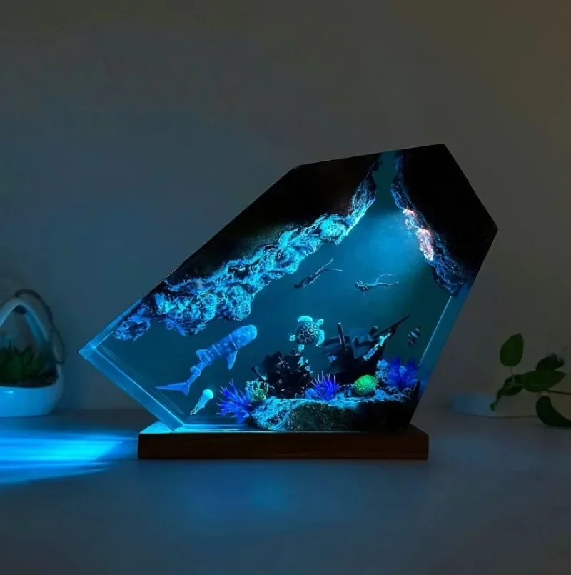Seabed-World-Organism-Resin-Table-Light-Art-Decoration-Lamp-Shark ...