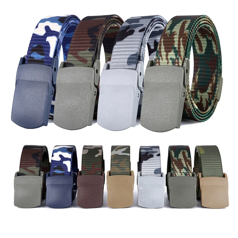 Men Camouflage Canvas Belts Plastic Smooth Buckle Belt Prevent Allergy ...