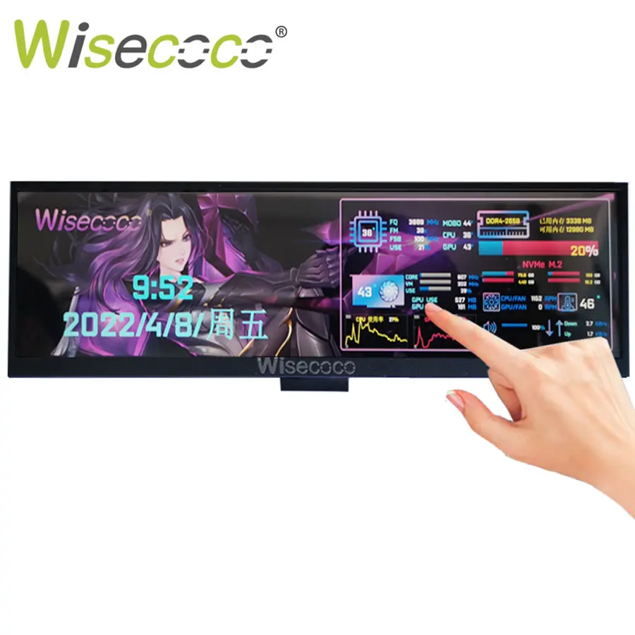 Wisecoco-Aida64-Monitor-Long-Strip-12-6-Inch-Stretched-Bar-LCD ...