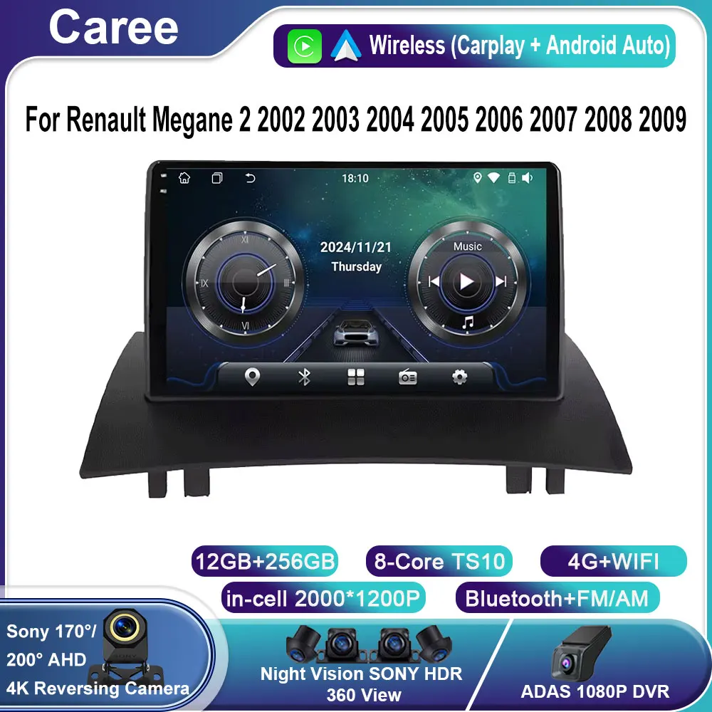 Android 15 Carplay Auto For Renault Megane 2 2002 2003 2004 2005 2006 ...