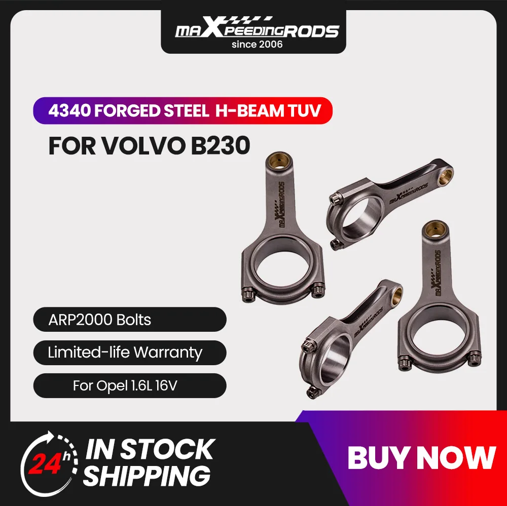4340-EN24-H-Beam-Connecting-Rods-ARP2000-Bolts-Fit-For-Volvo-B230-152mm ...