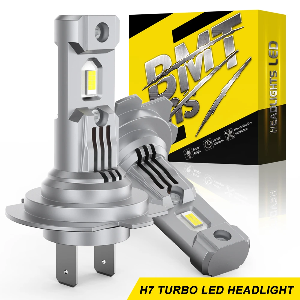 BMTxms Pair Mini Size Canbus H7 LED Headlights with Inner Fan Wireless ...