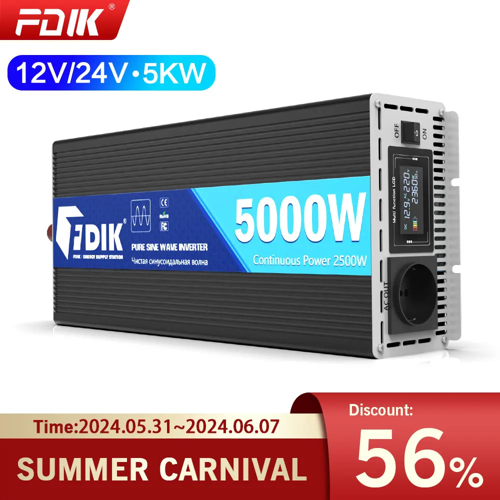 FDIK-Inverter-12V-24V-220V-Pure-Sine-Wave-Inverter-5000W-With-Color ...